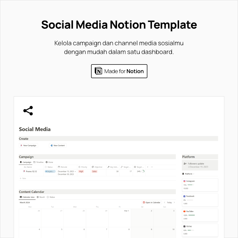 Social Media Notion Template by buatmudah